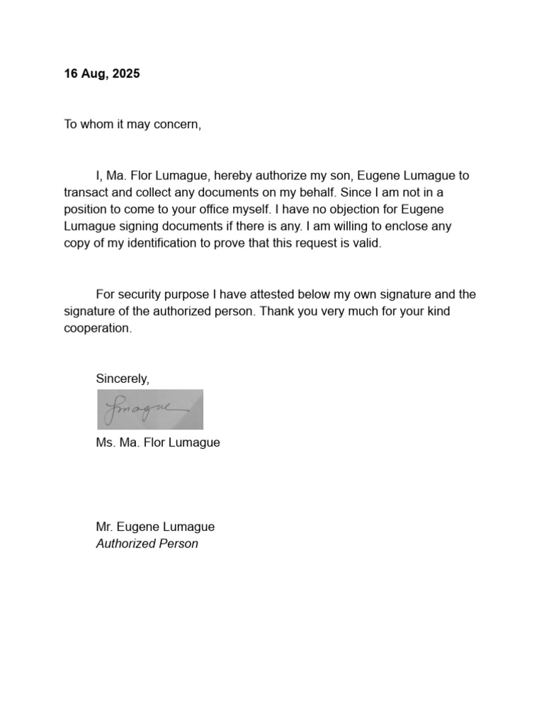 Authorized Letter ID | PDF