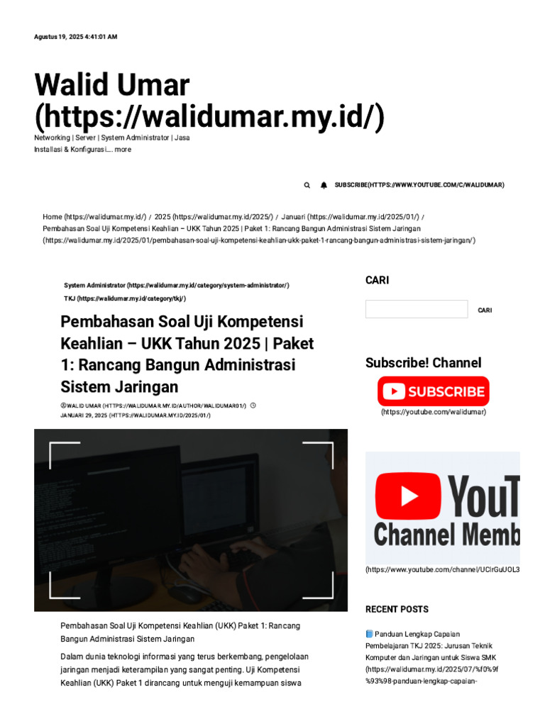 Pembahasan Soal Uji Kompetensi Keahlian – UKK Tahun 2025 _ Paket 1_ Rancang Bangun Administrasi ...