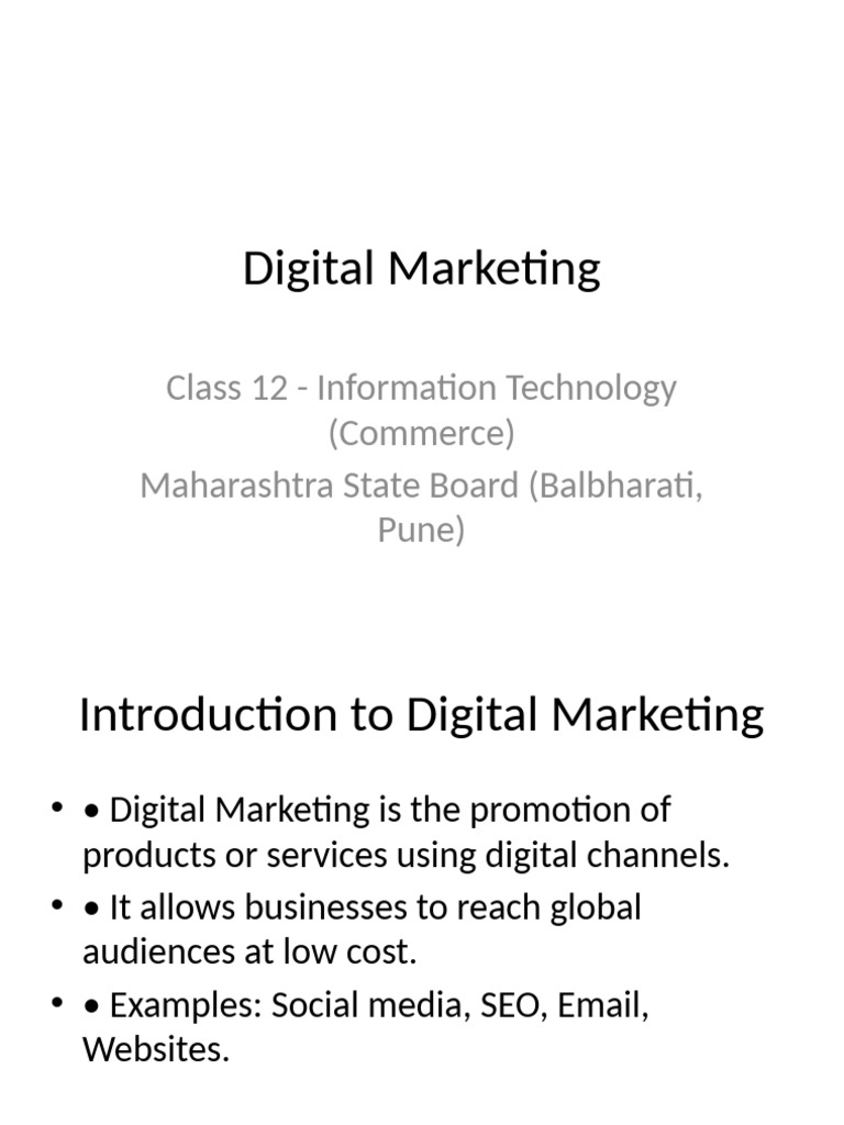 Digital Marketing Class12 Balbharati | PDF | Search Engine Optimization ...