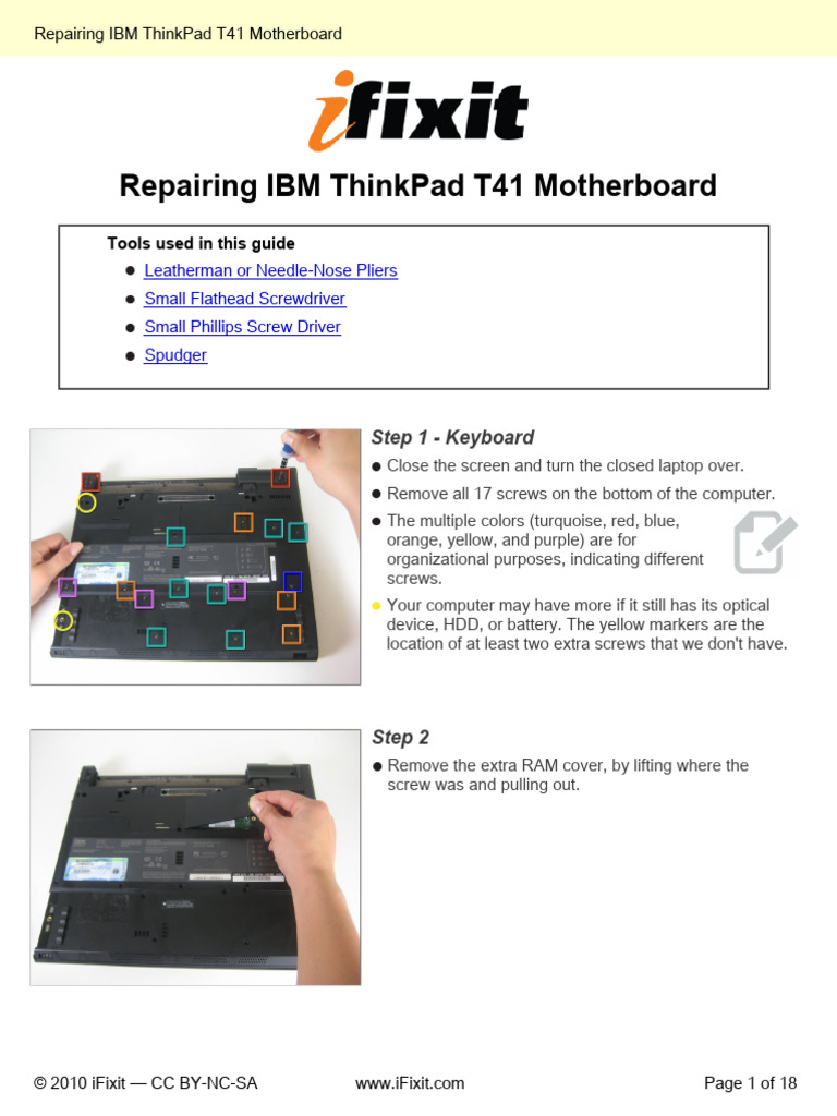 T41 Motherboard Repair Guide | PDF | Laptop | Electrical Connector