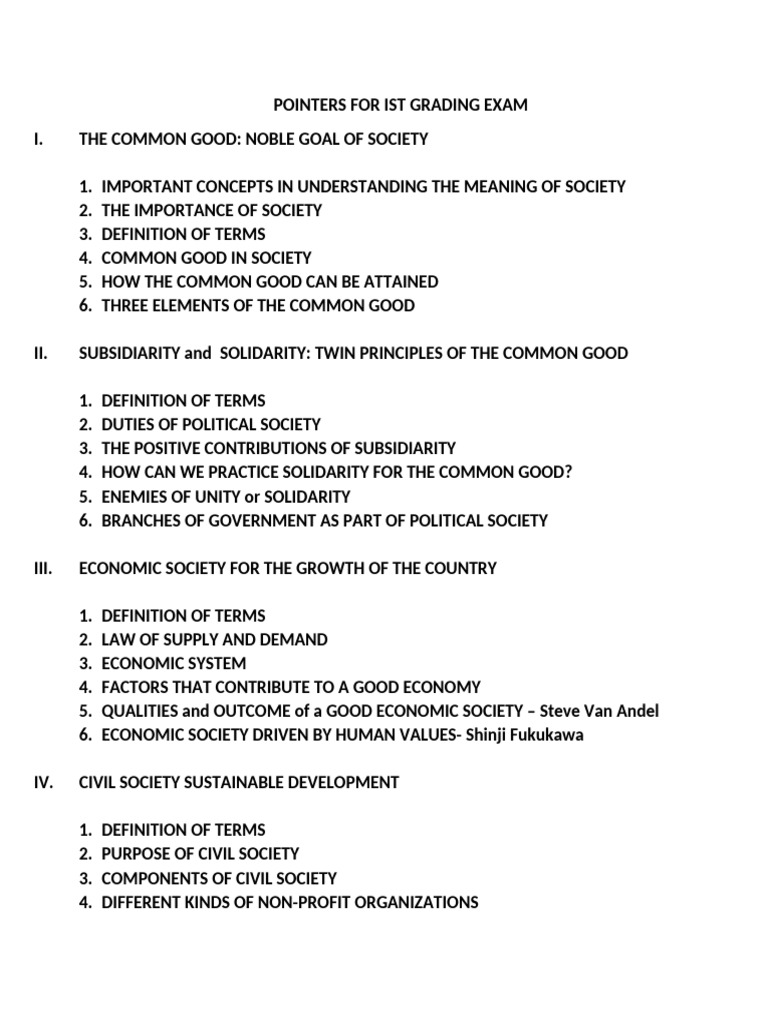 Pointers For Ist Grading Exam | PDF