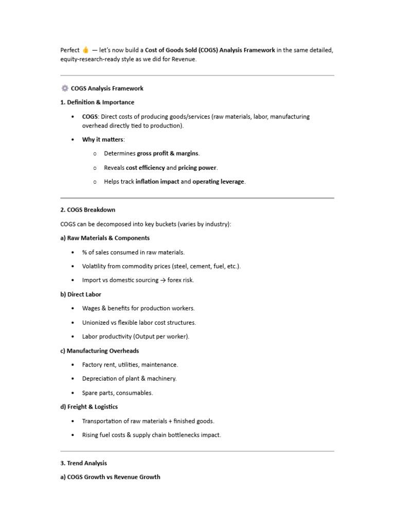 COGS Analysis Framework | PDF | Inventory | Gross Margin