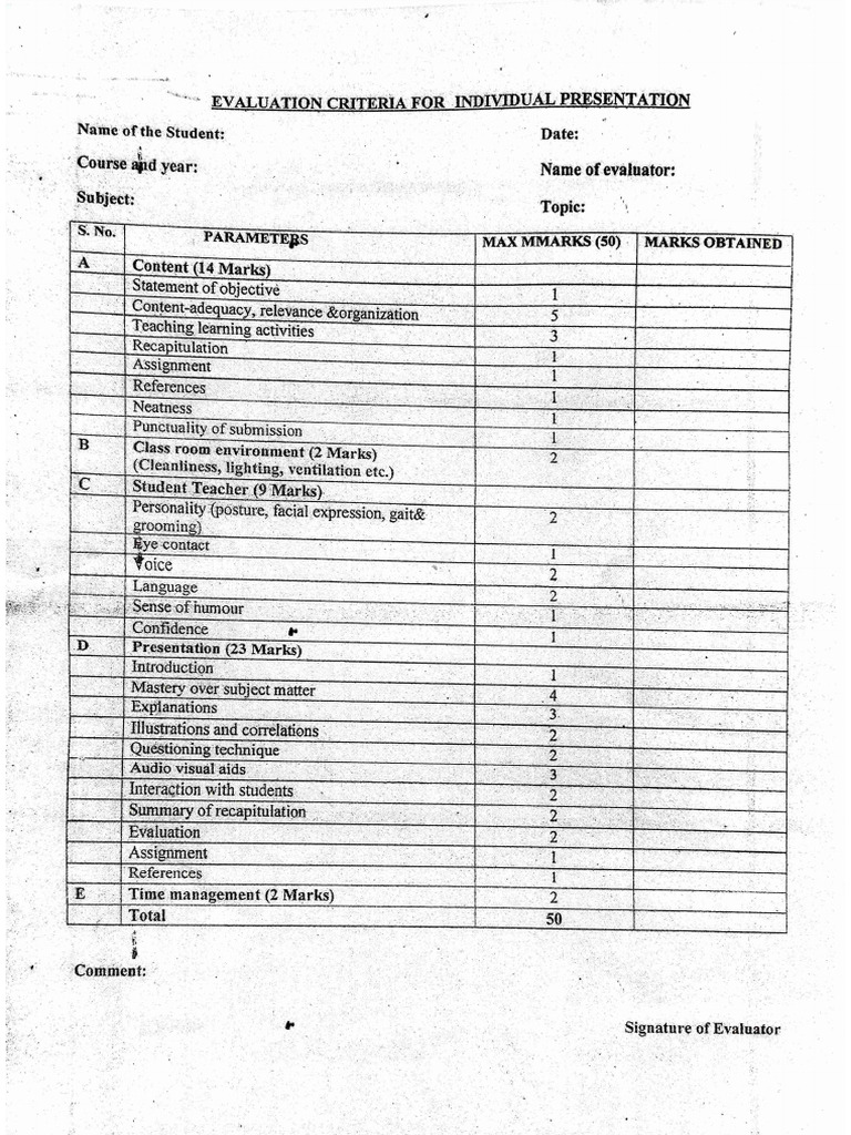 Evaluation Criteria Performa | PDF