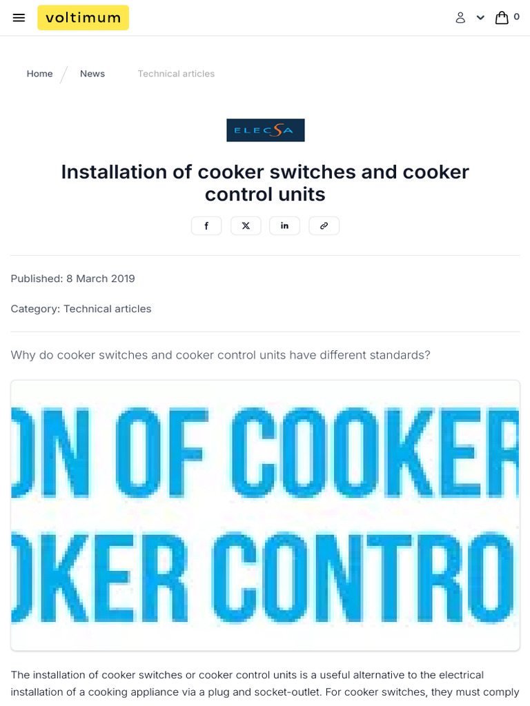 Cooker Control Unit Installation Guide | PDF | Kitchen Stove | Switch