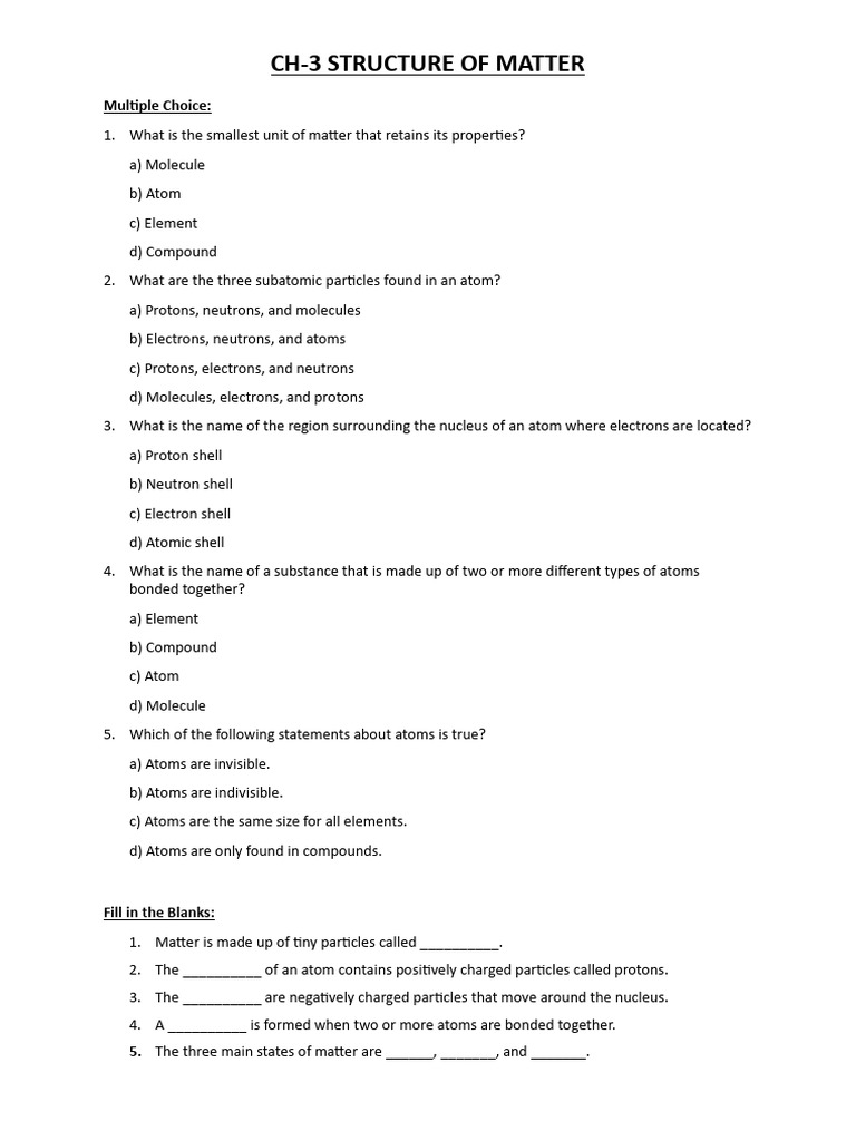 Ch-3 Structure of Matter | PDF