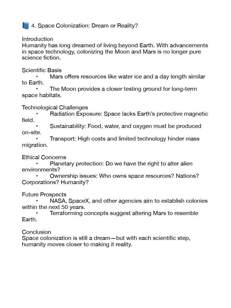 Space Colonization - Dream or Reality? | PDF
