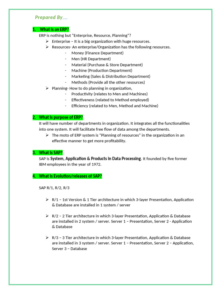 SAP FI Day 1 Introduction Questions & Answers | PDF | Server (Computing) | Databases