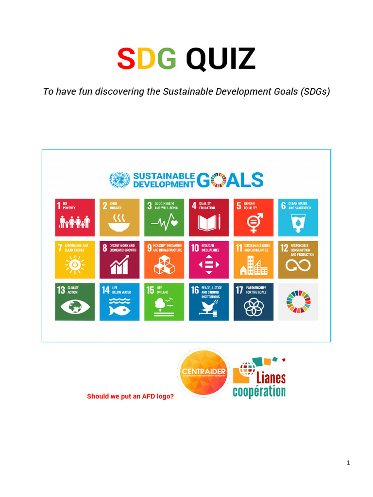 SDG Quiz: Engaging Sustainability Goals | PDF | Cost Of Living ...