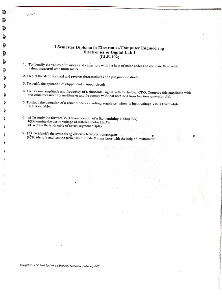 Electronics Lab Manual | PDF