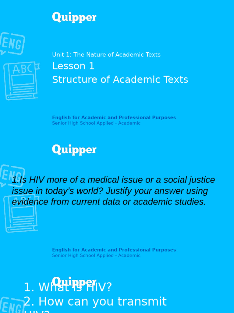 EAP11 - 12 - Unit 1 - Lesson 1 - Structure of Academic Texts | PDF ...