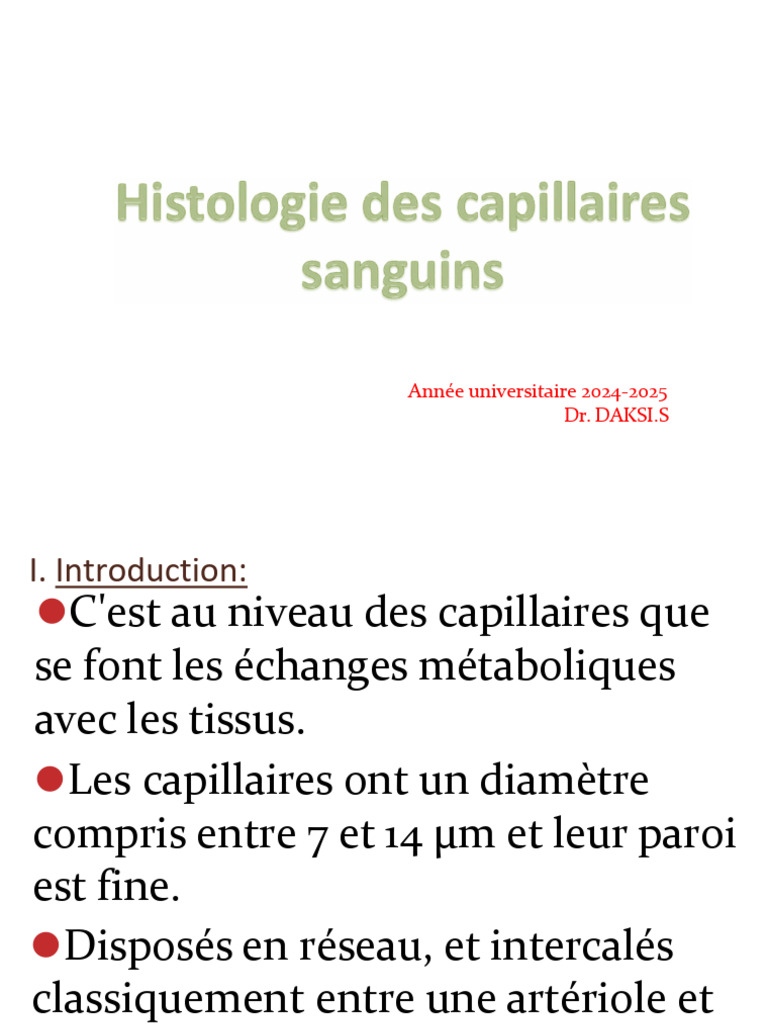 Anatomie et pathologies des capillaires | PDF | Capillaire | Inflammation