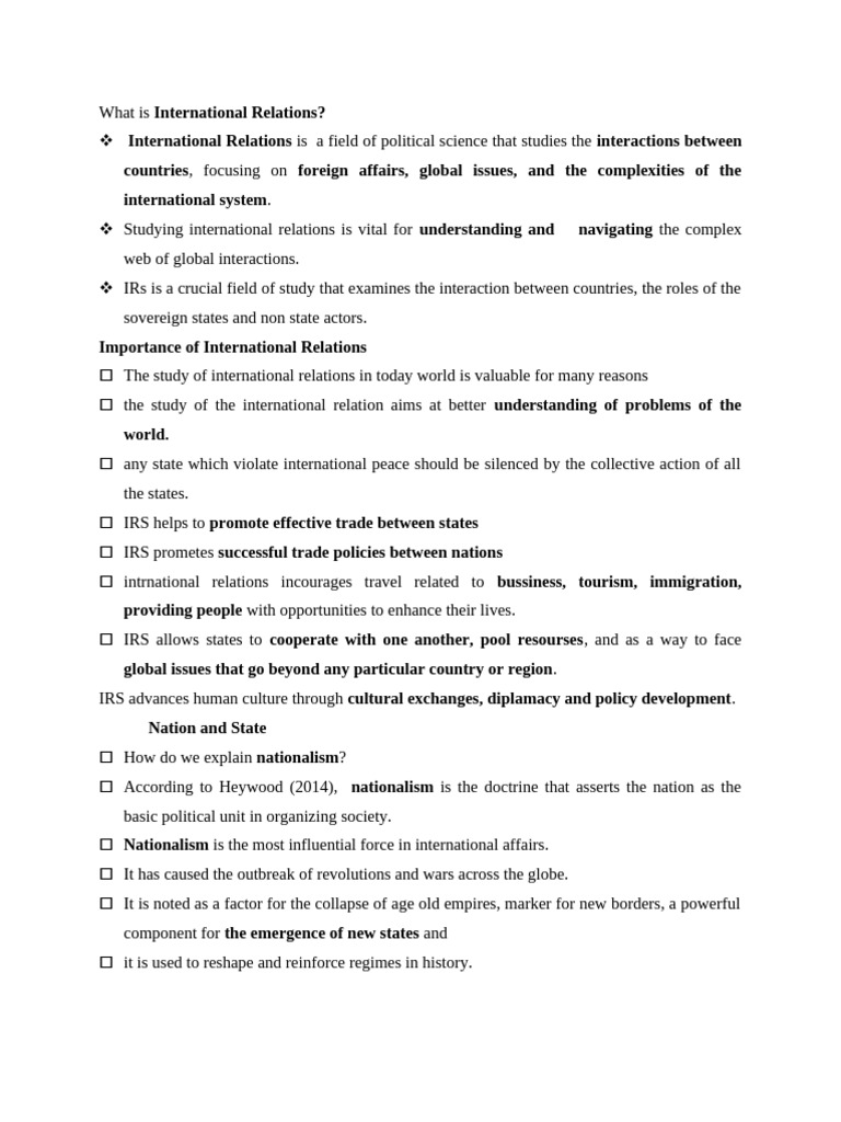 Understanding International Relations Basics | PDF | Polarity ...