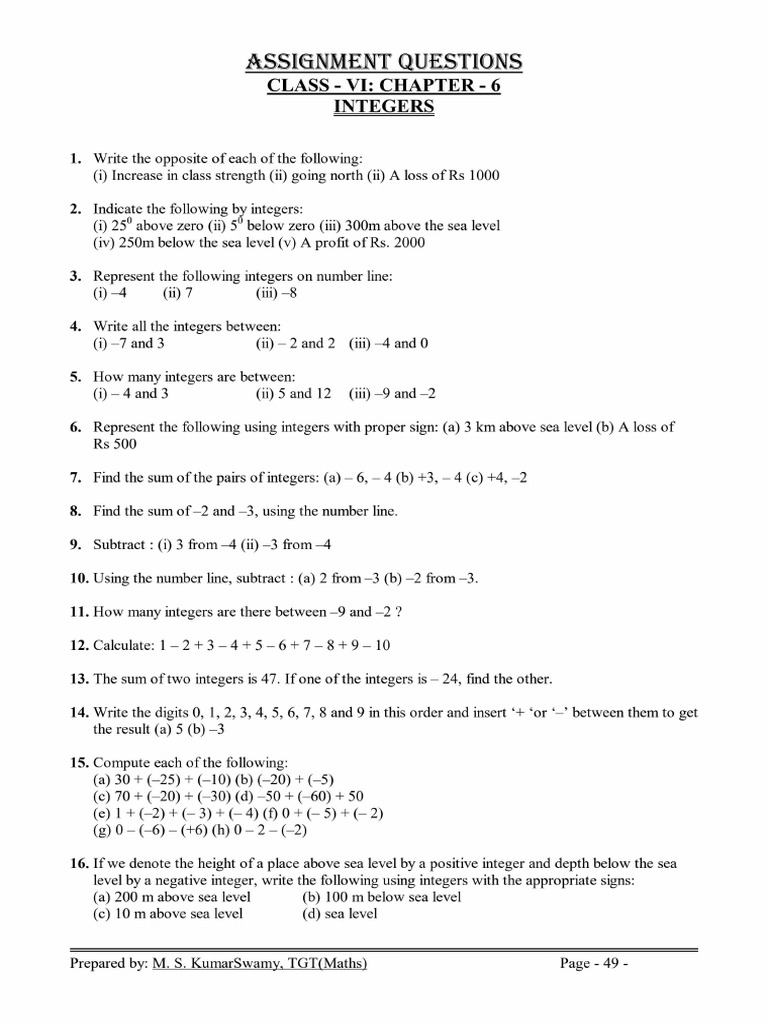 Microsoft Word - Class VI Maths Question Bank For 2017-18 | PDF
