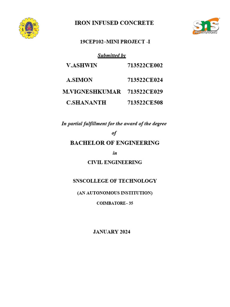 Mini Project2 Final Report | PDF | Concrete | Cement