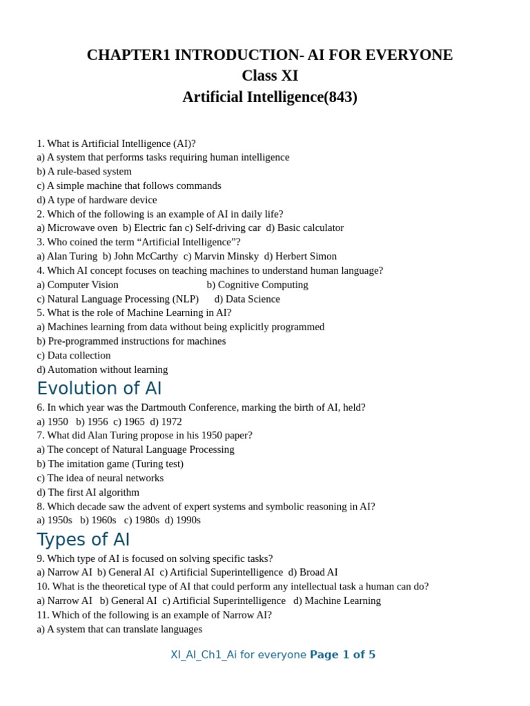 UNIT 1 Introduction - AI For Everyone - Assignment1 | PDF | Artificial Intelligence ...