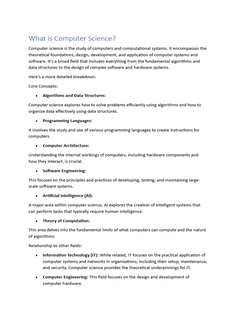 Overview of Computer Science Concepts | PDF