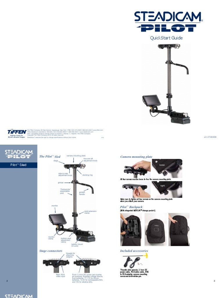 Steadicam Pilot Manual SM | PDF | Battery (Electricity) | Camera