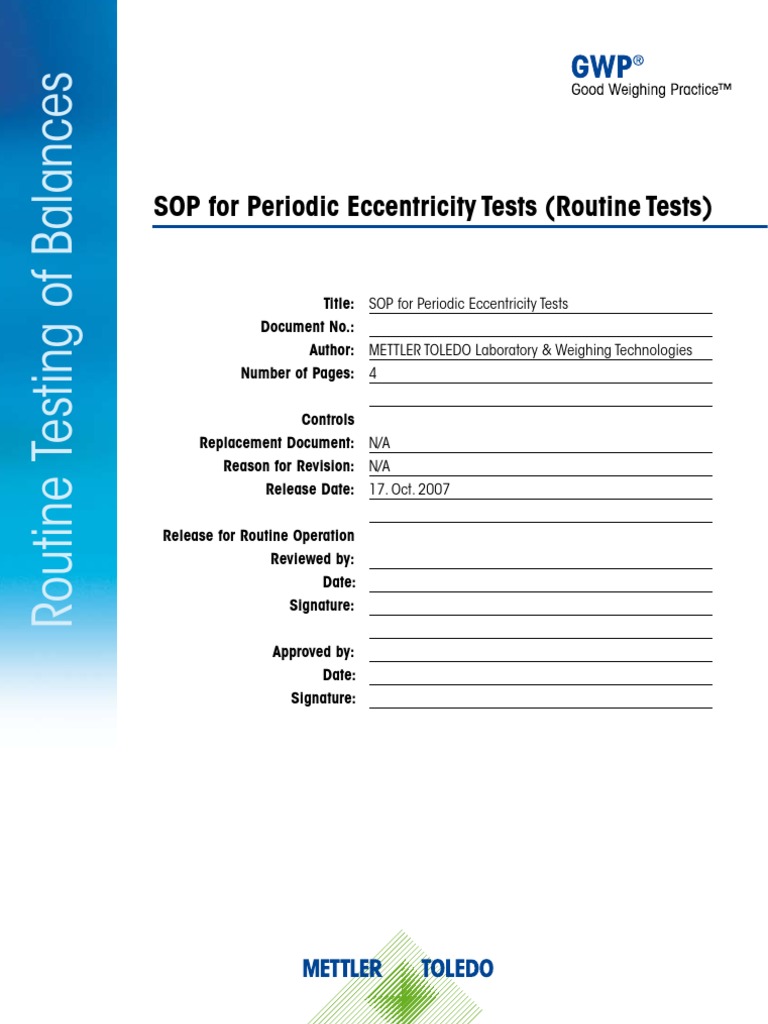SOP Periodic Balance Check Eccentricity - e - 11793058 | PDF | Weighing ...