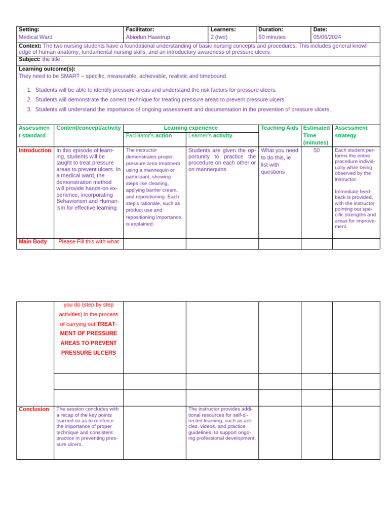 Lesson Template With Guidance - 04.06.2024 | PDF | Learning ...