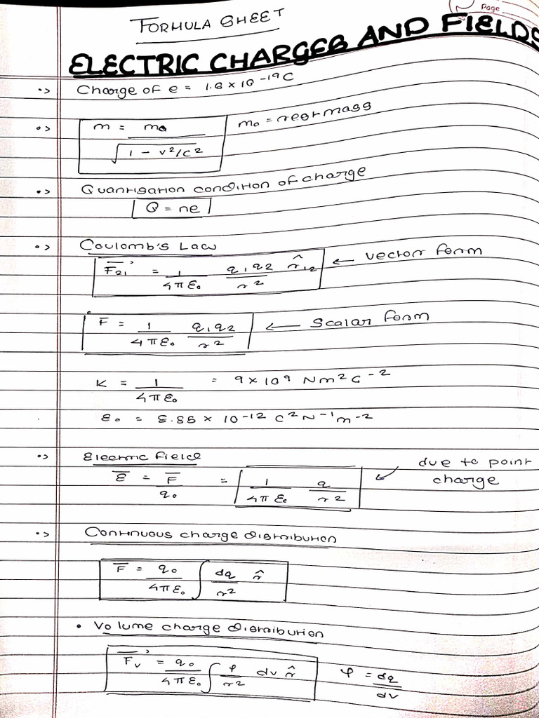 Electric Charges and Field Formula | PDF