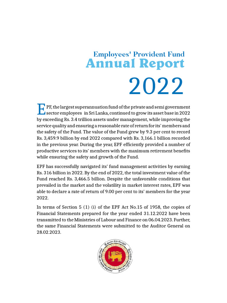 EPF Annual-report-English-2022 | PDF | Financial Services | Economies