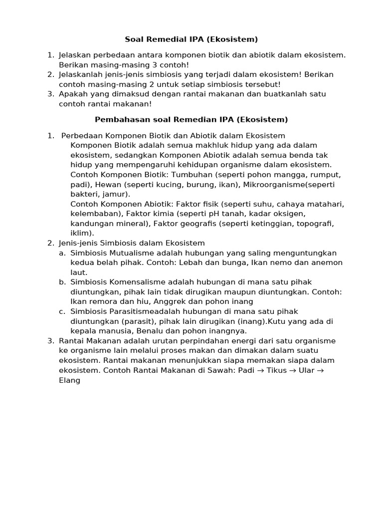 Kunci Jawaban Remedial IPA Kelas 5 | PDF