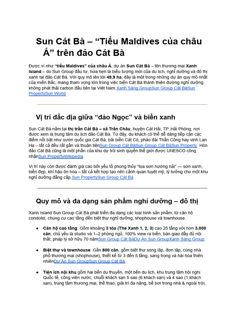Sun Cát Bà | PDF