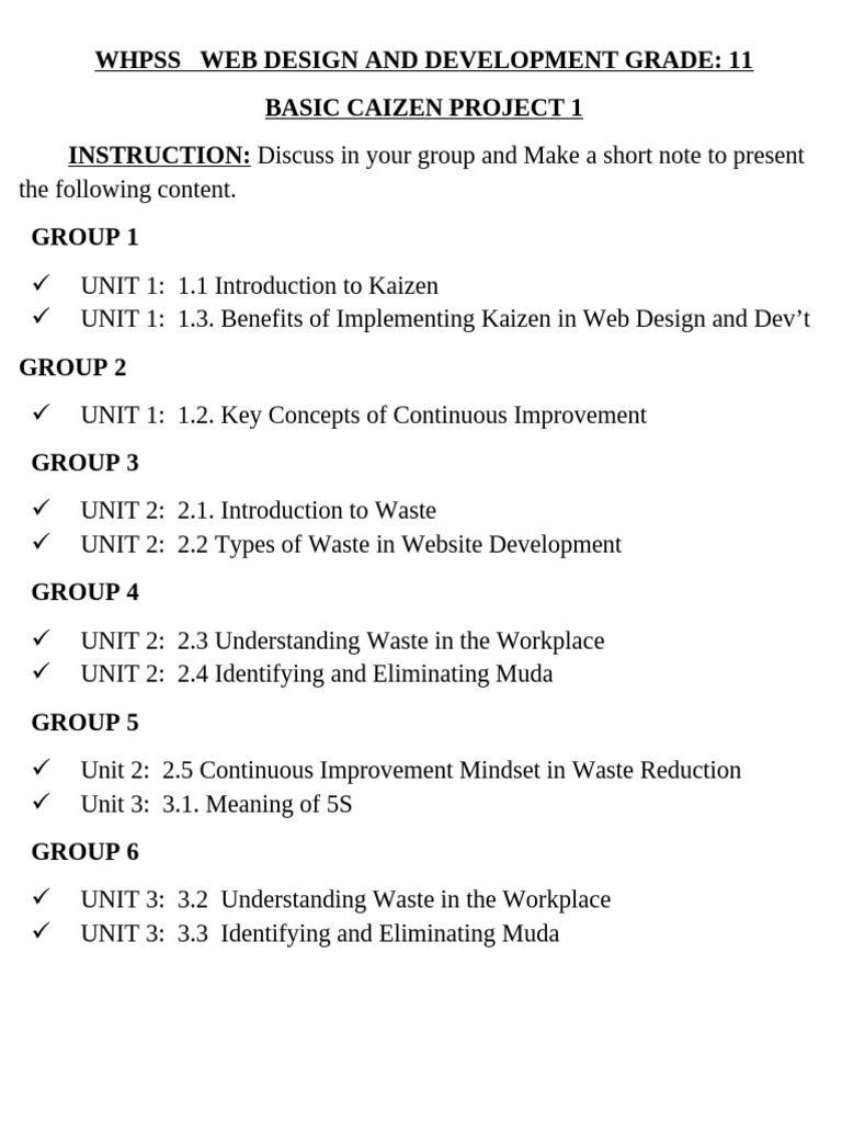 Kaizen in Web Design: A Group Project | PDF