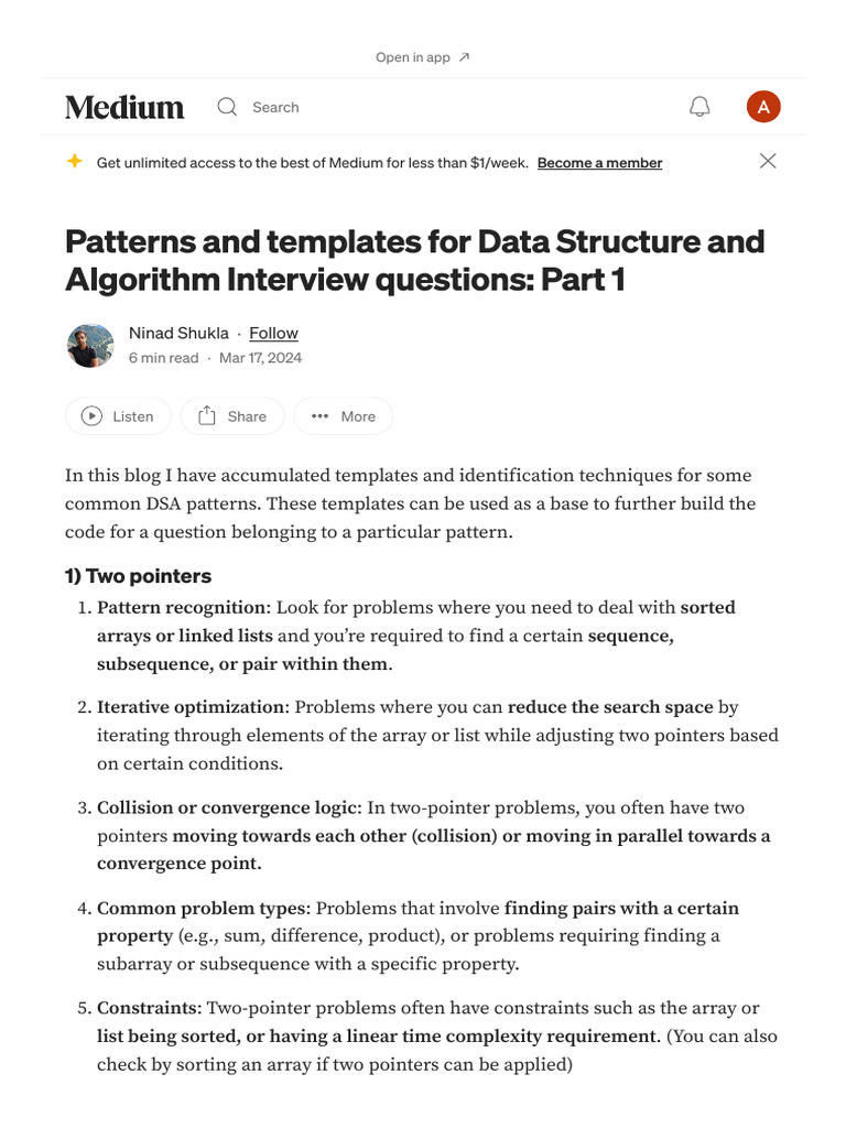 DSA Pattern For SDE | PDF | Mathematical Optimization | Time Complexity