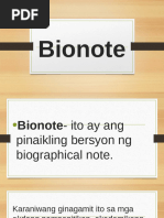 Bionote (Filipino) | PDF