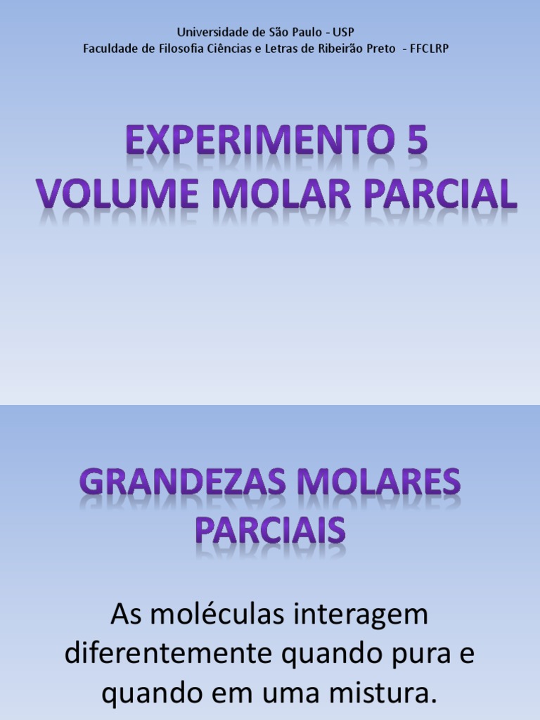 Volume Parcial Molar | PDF | Solução | Vapor