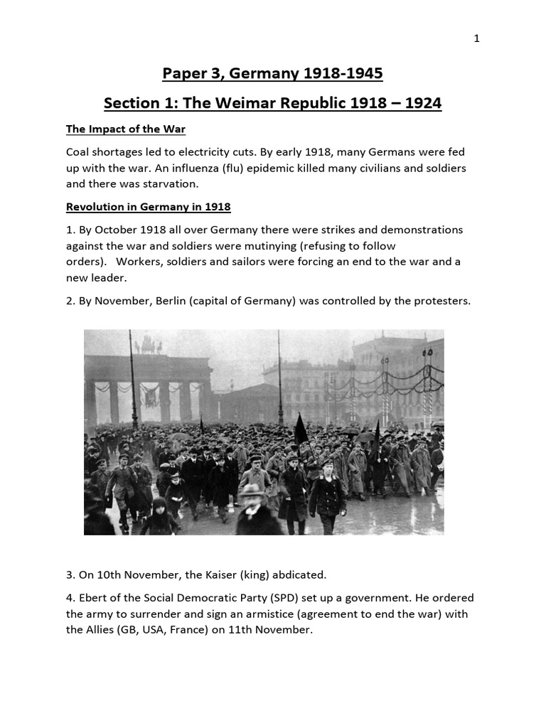 Weimar Republic: Crisis and Recovery 1918-1929 | PDF | Weimar Republic ...