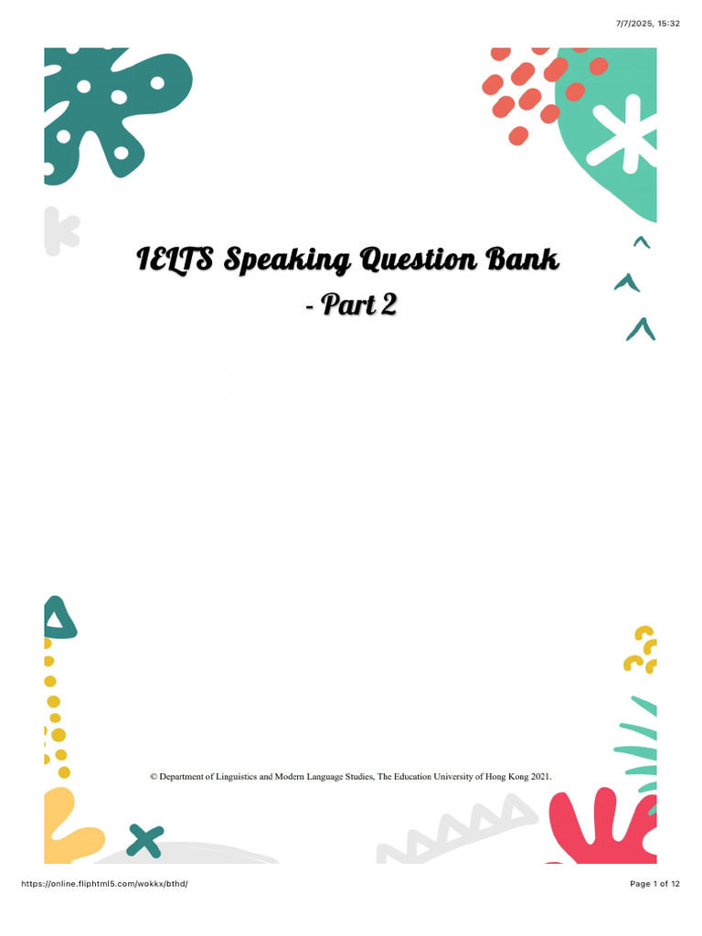 IELTS Speaking Question Bank & Corpus Sample Answers - Part 2 - Corpus ...