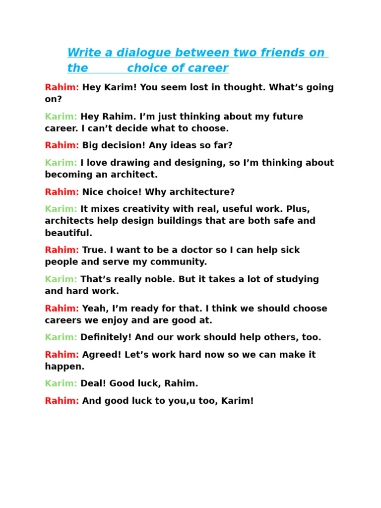 Friends Discuss Career Choices | PDF