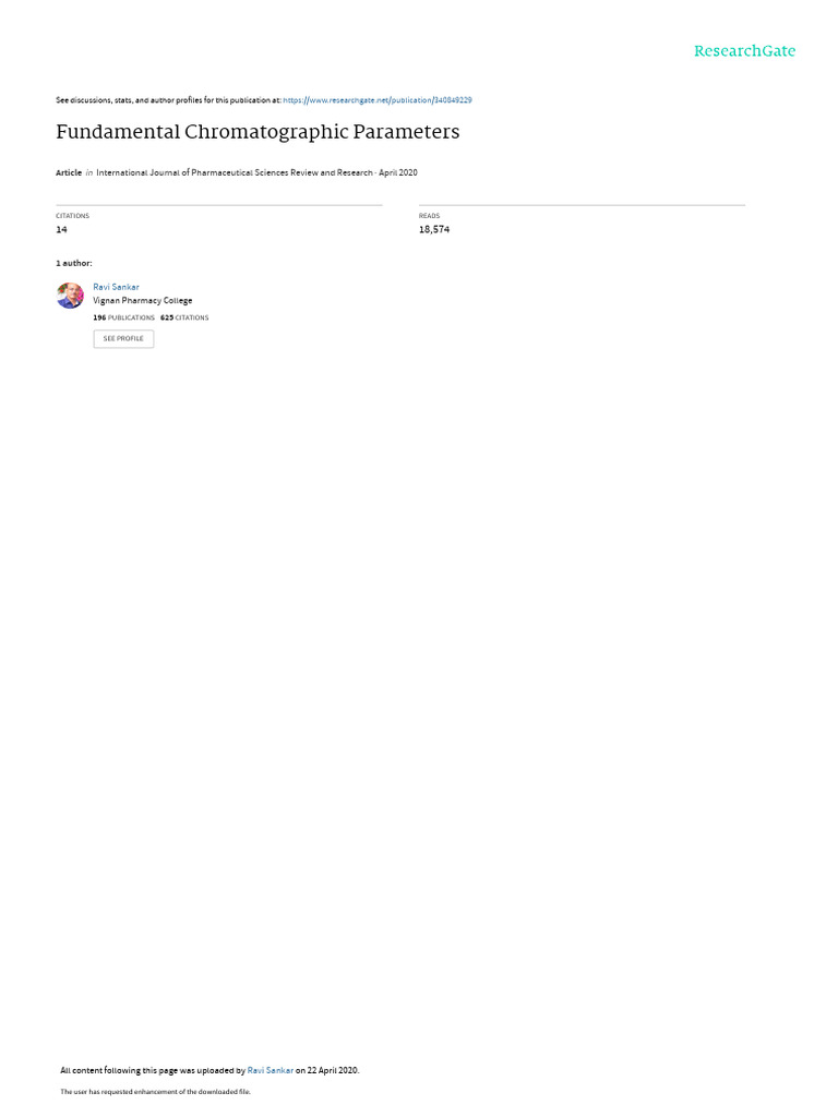 Fundamental HPLC Chromatographic Parameters | PDF | High Performance ...