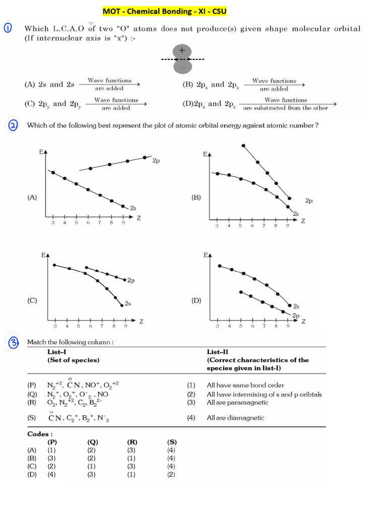 Chem Bonding PS 2 - Xi | PDF