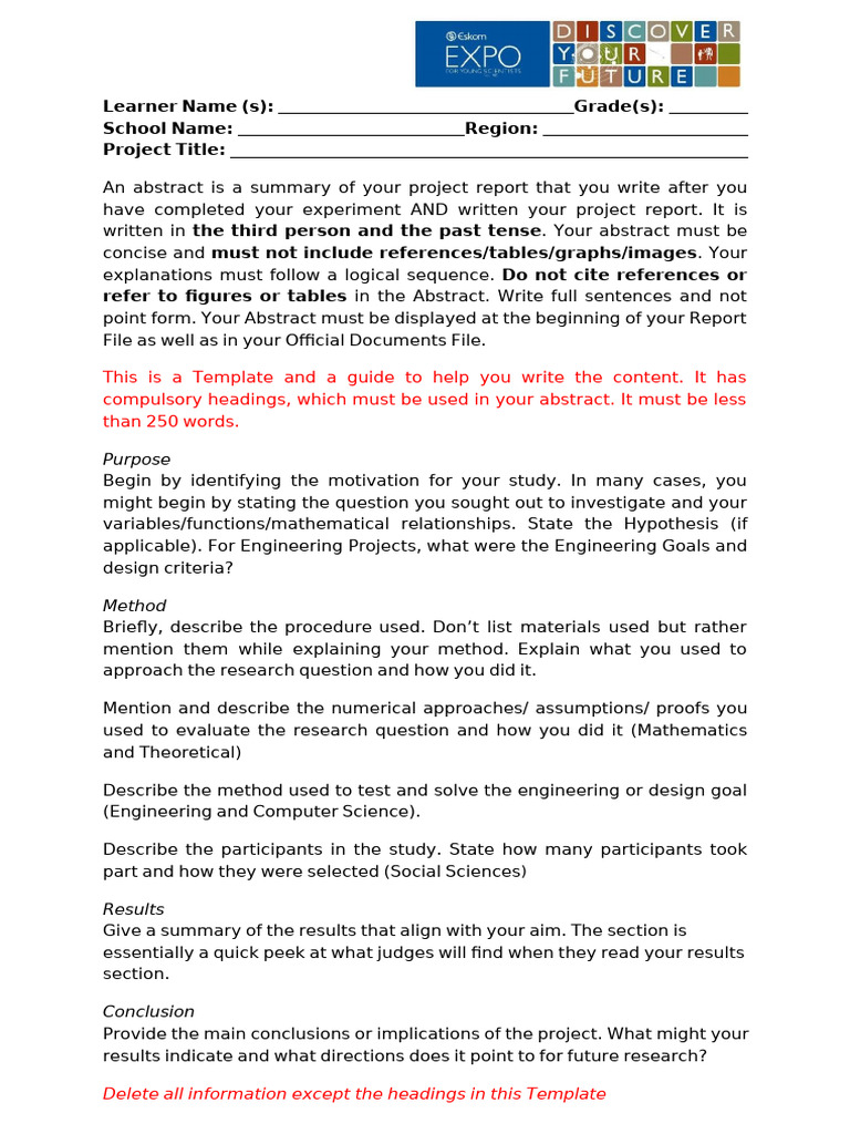 Project Abstract Writing Guide | PDF