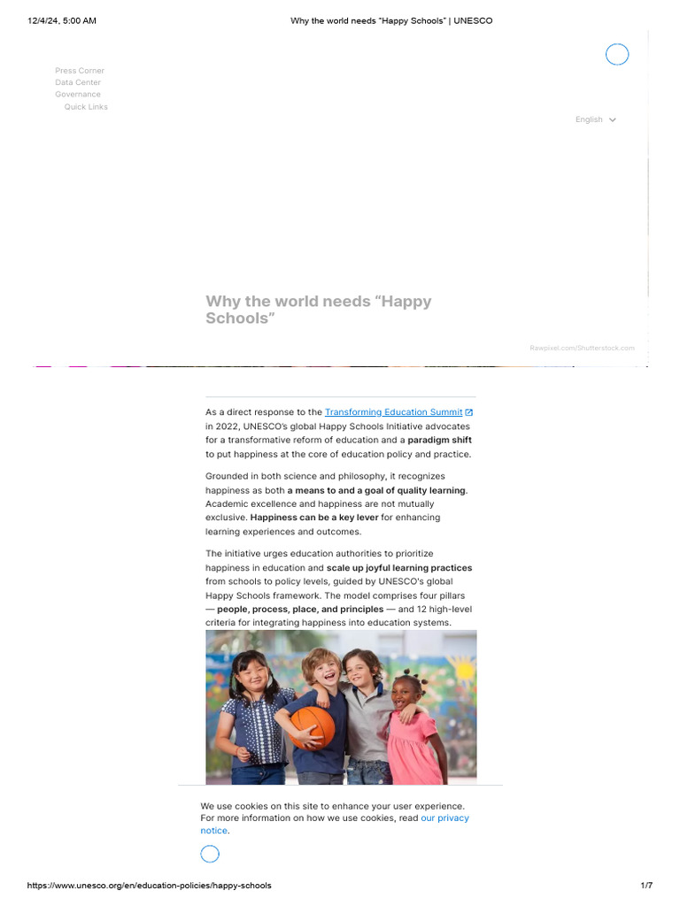UNESCO (N.D.) - Why The World Needs "Happy Schools". | PDF | Happiness ...