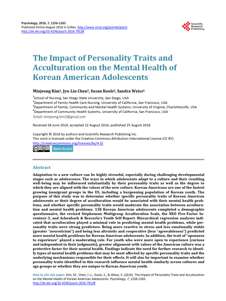 The Impact of Personality Traits and Mental H | PDF | Extraversion And ...