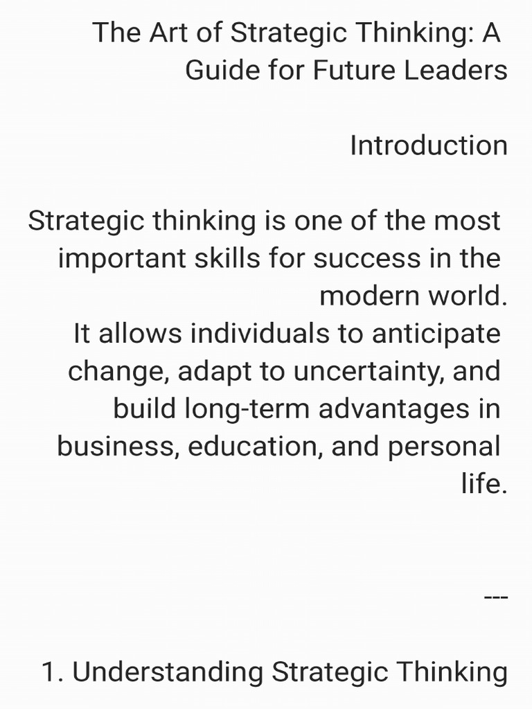 The Art of Strategic Thinking | PDF