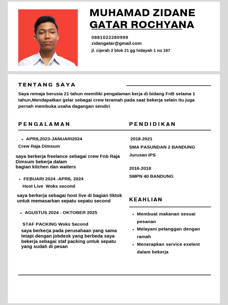Pengalaman Kerja dan Keahlian di FnB | PDF