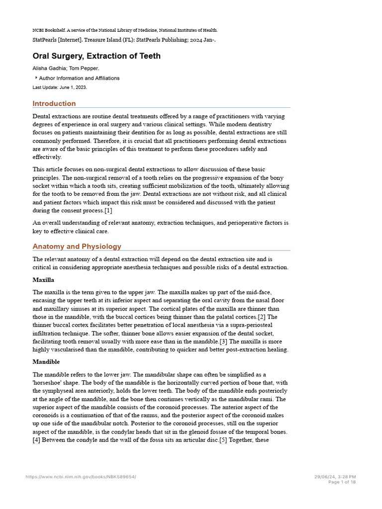 Non-Surgical Tooth Extraction Guide | PDF | Dental Anatomy | Human Tooth