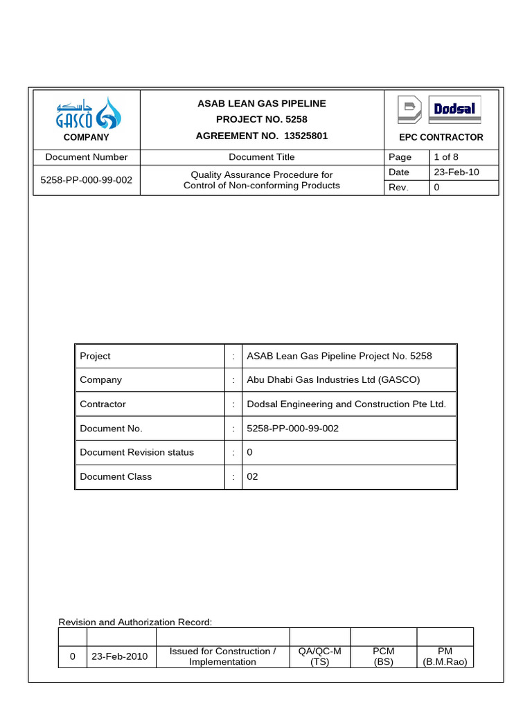 QAP For Control of Non Confirming Products | PDF | Quality Assurance ...