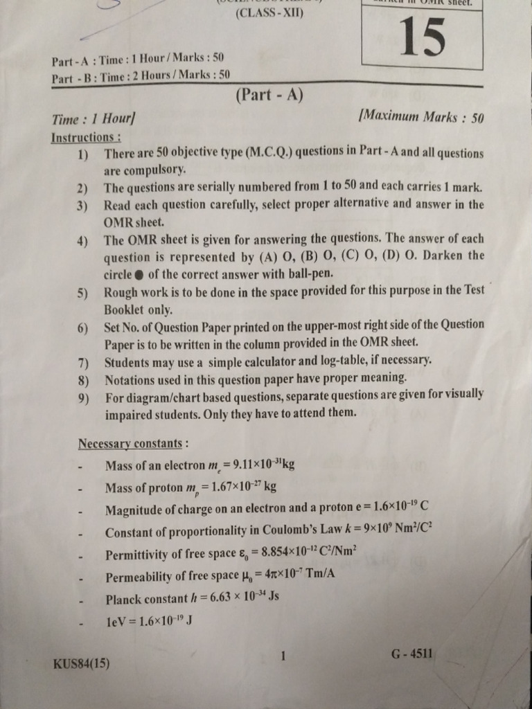 Class XII Physics Exam Instructions | PDF | Electrical Resistivity And ...