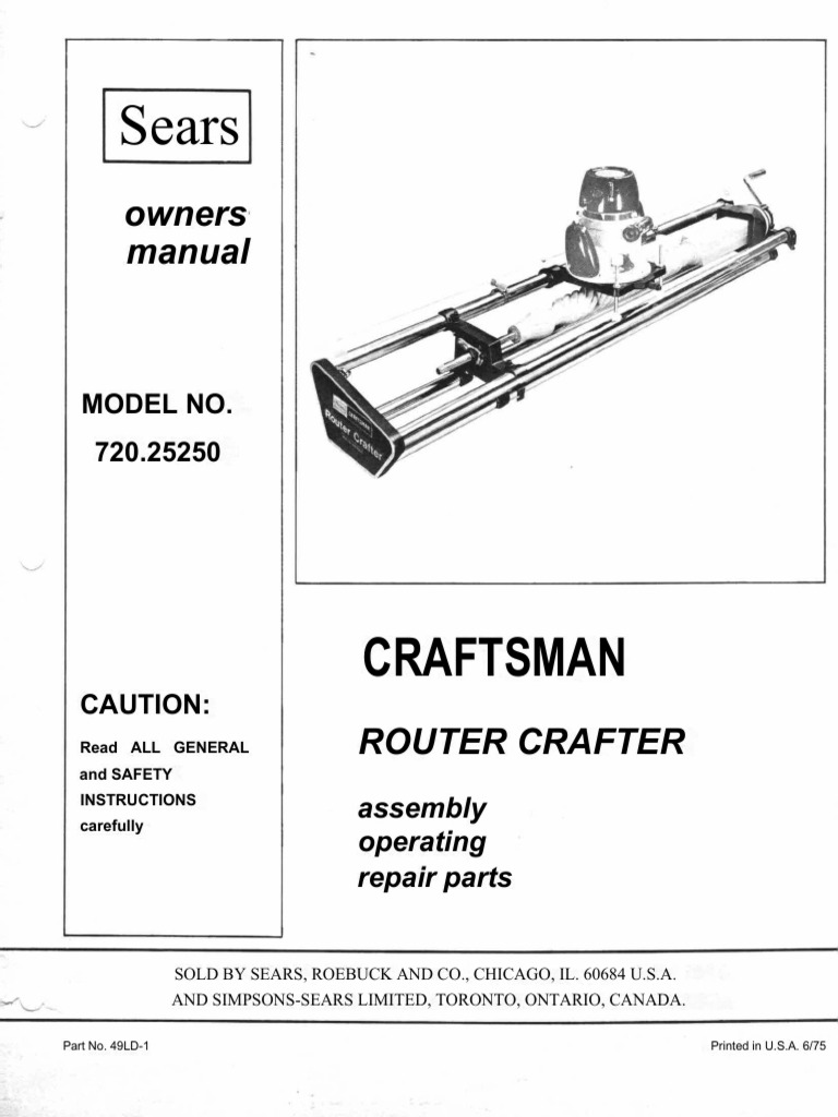 Craftsman Router Crafter Manual | PDF | Screw | Nut (Hardware)