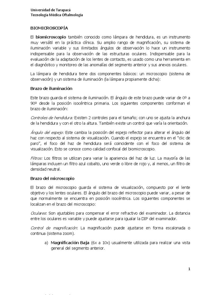 BIOMICROSCOPÍA Guia 1 | PDF | Córnea | Ojo humano
