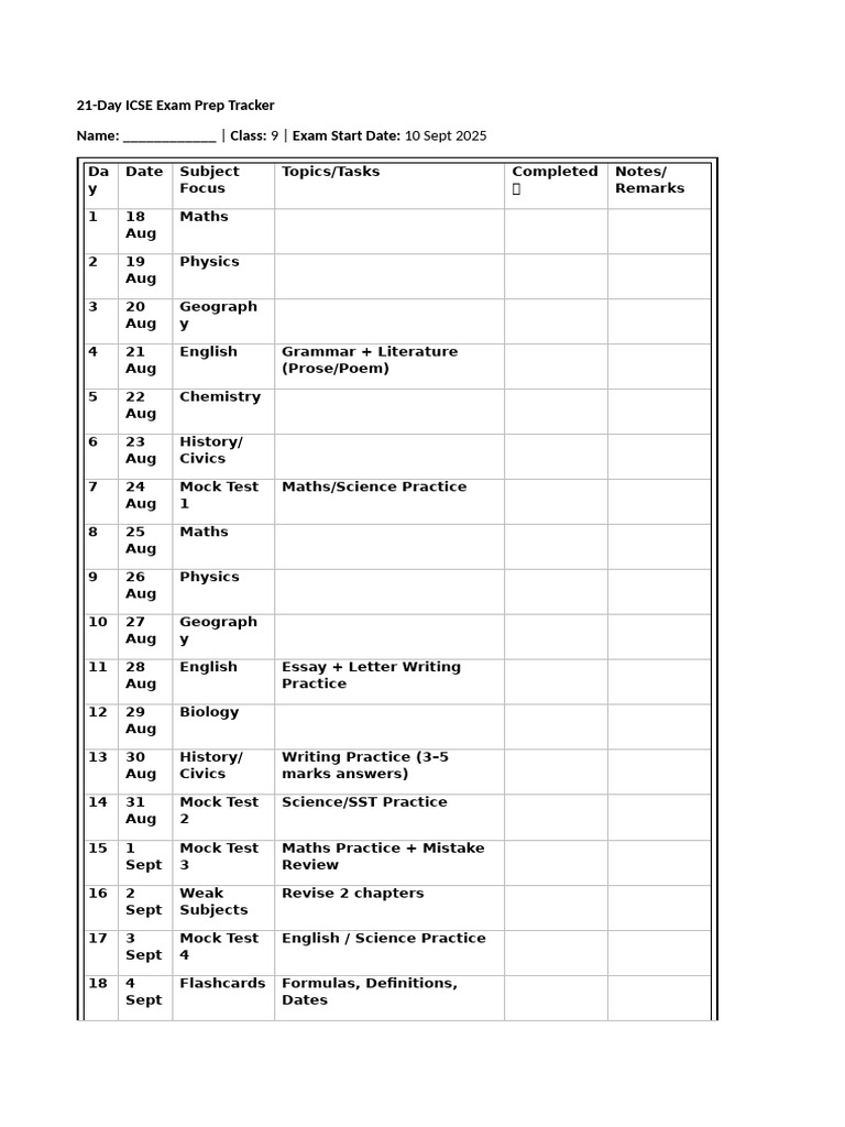 Study Planner | PDF