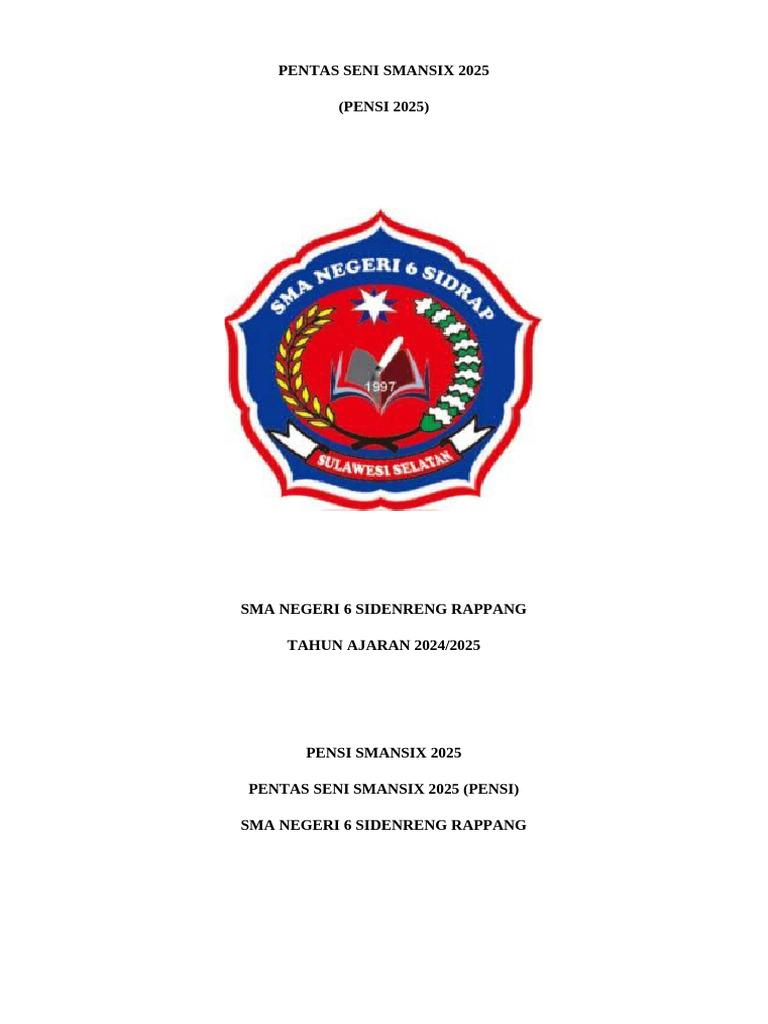Pentas Seni SMANSIX 2025 | PDF