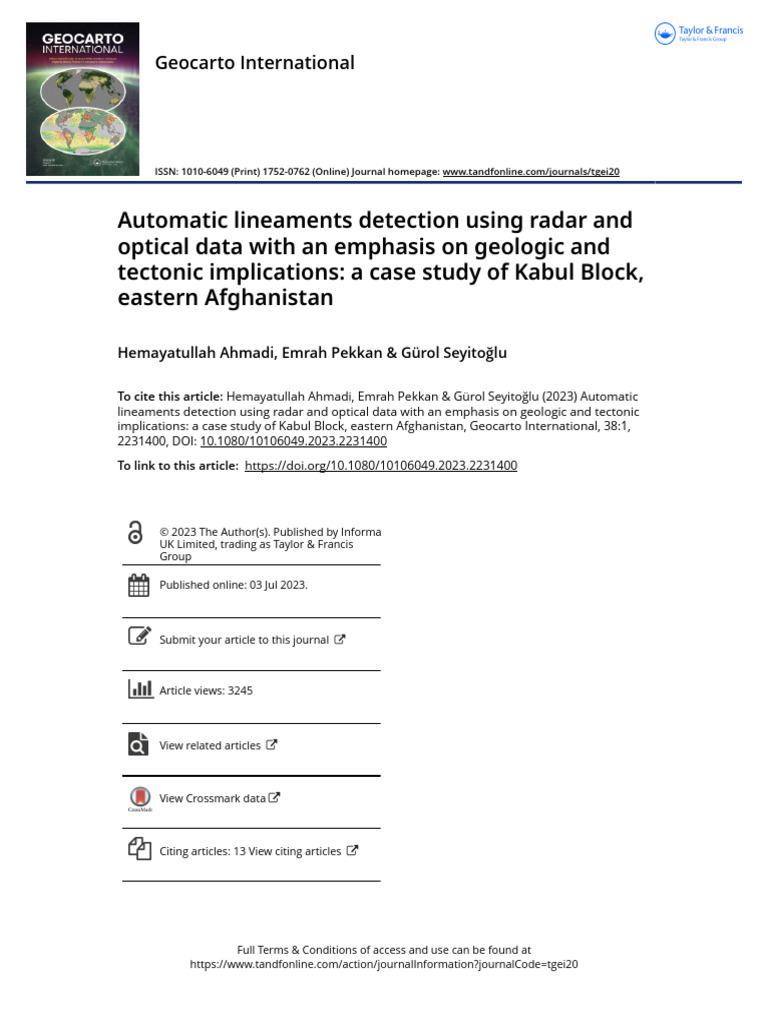 Automatic Lineaments Detection Using Radar and Optical Data With an Emphasis On | PDF | Geology ...