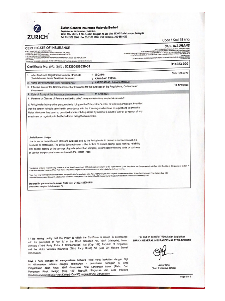 Zurich General Insurance Malaysia Berhad | PDF